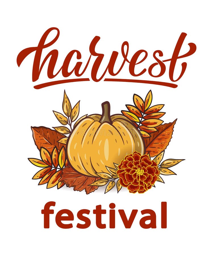 Harvest Festival Hand Drawn Lettering Text with Autumn Leaves and ... Harvest Festival Hand Drawn Lettering Text with Autumn Leaves and ...