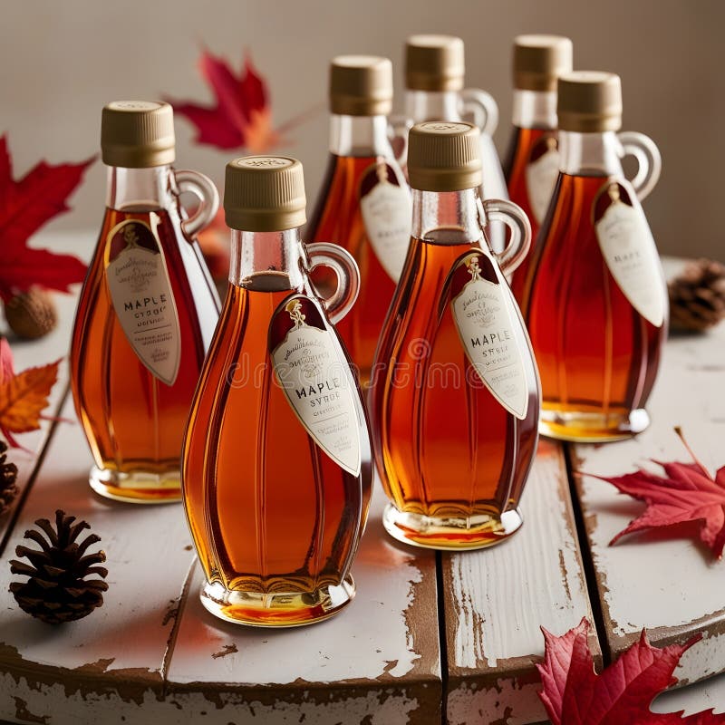 Harvest Gold: Maple Syrup Bottles Surrounded by Fall Leaves and ...
