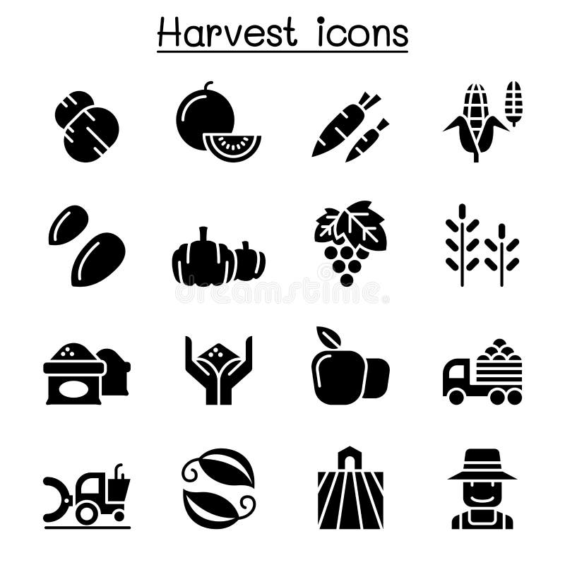 Harvest icon set stock illustration. Illustration of truck - 135593320