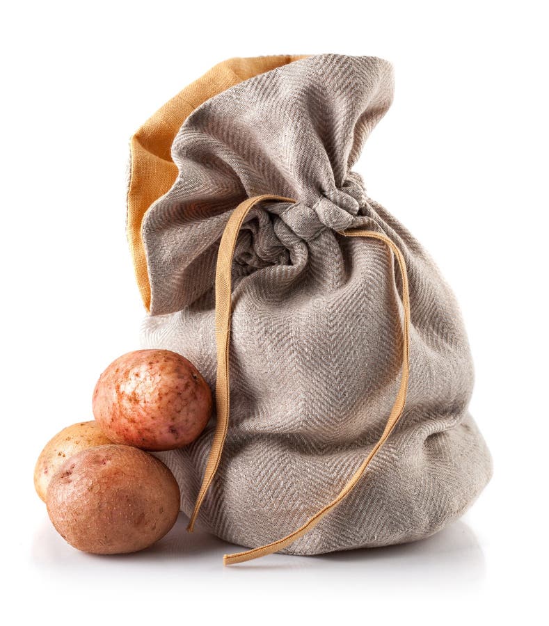 Harvest potatoes in sack stock photo. Image of food, isolation - 44516672