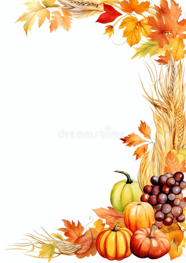 Harvest-themed Embroidery Watercolor Border Frame Stock Illustration ...