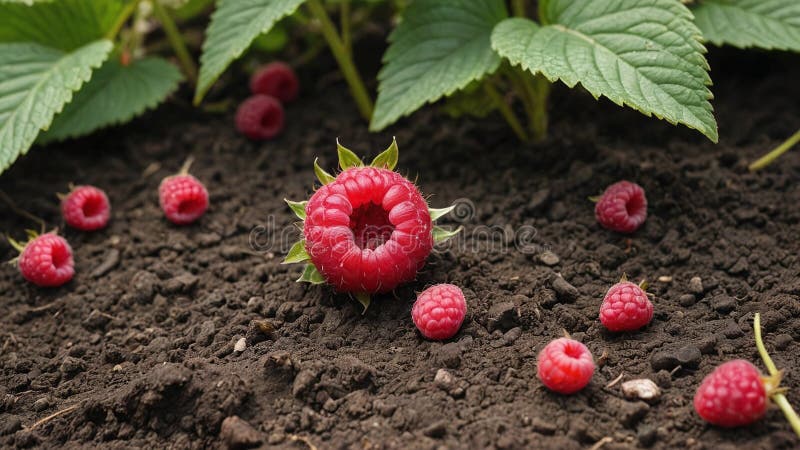 Harvest Time Ripe Raspberry Delight on Lush Field Stock Illustration ...