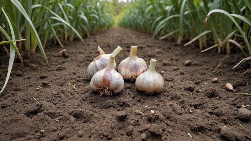 Harvest Time Vibrant Garlic Field Panorama Stock Illustration ...