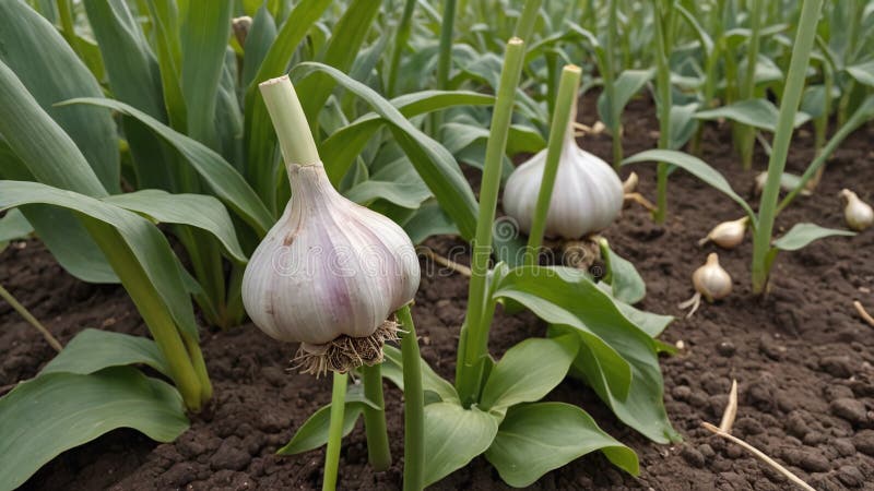 Harvest Time Vibrant Garlic Field Panorama Stock Illustration ...