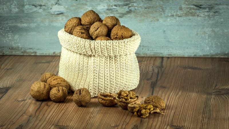 Harvest of Walnuts in a Sachet Stock Image - Image of vegetarian ...