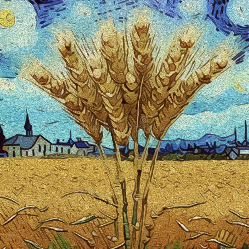 Harvest. Wheat Field . Oil Painting. Artistic Brush Strokes Stock ... Harvest. Wheat Field . Oil Painting. Artistic Brush Strokes Stock ...