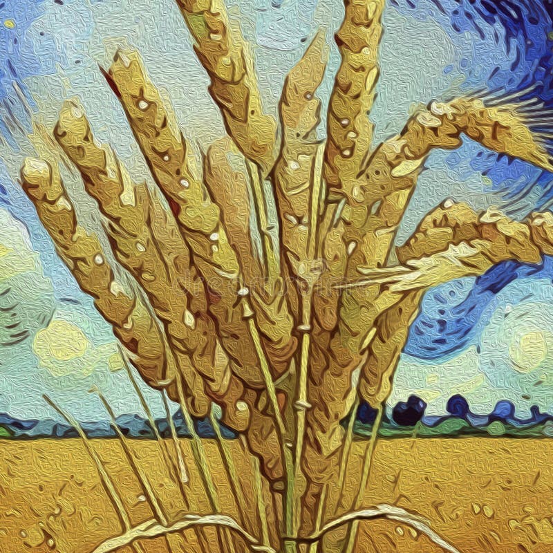 Harvest. Wheat Field . Oil Painting. Artistic Brush Strokes Stock ... Harvest. Wheat Field . Oil Painting. Artistic Brush Strokes Stock ...