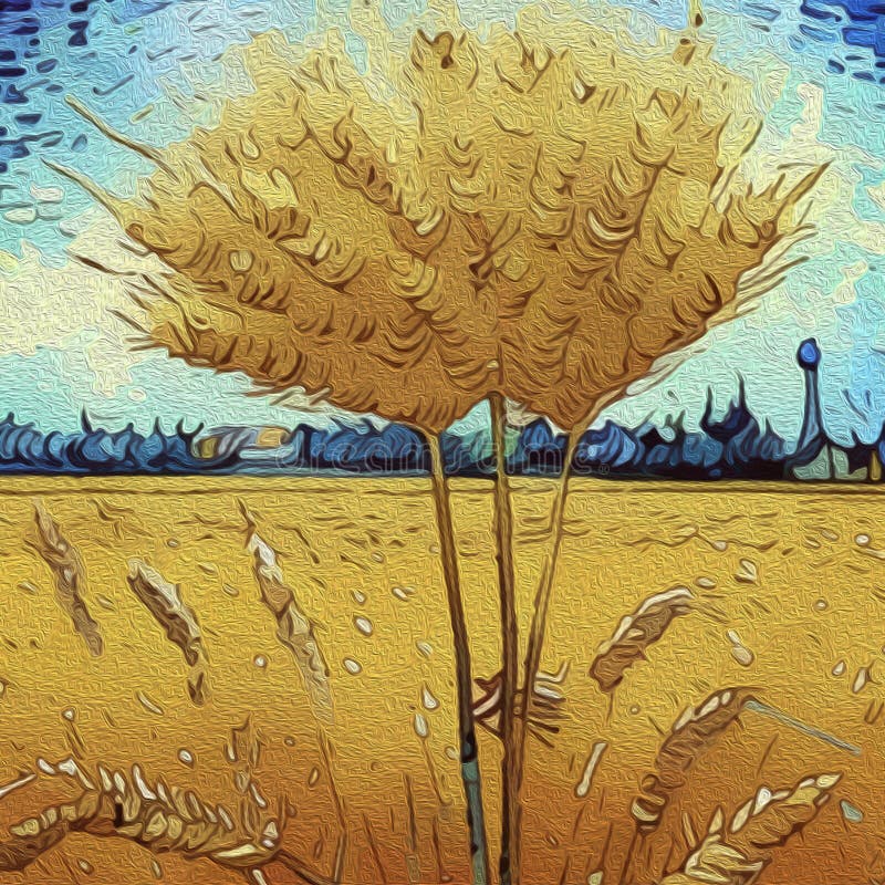 Harvest. Wheat Field . Oil Painting. Artistic Brush Strokes Stock ... Harvest. Wheat Field . Oil Painting. Artistic Brush Strokes Stock ...