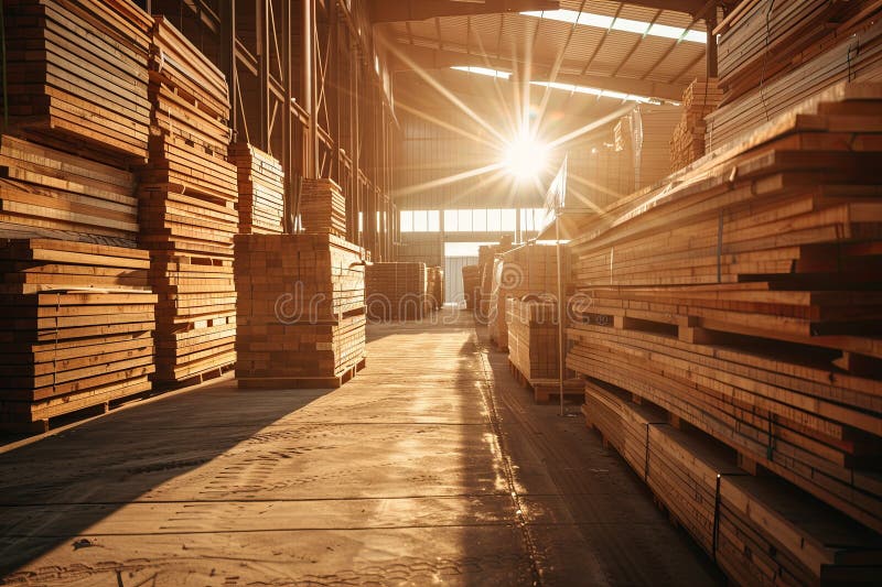 Harvested and Cut Wood at the Factory Inside Stock Image - Image of ...