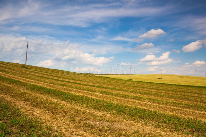 Harvested Empty Field on the Hills Stock Image - Image of nature ...