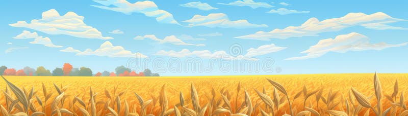 Harvested Fields of Corn Stretching To the Horizon. Panoramic Banner ...