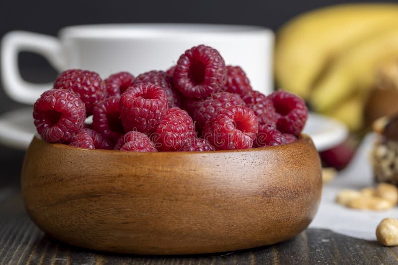 Harvested Red Ripe Raspberries in the Kitchen Stock Photo - Image of ...