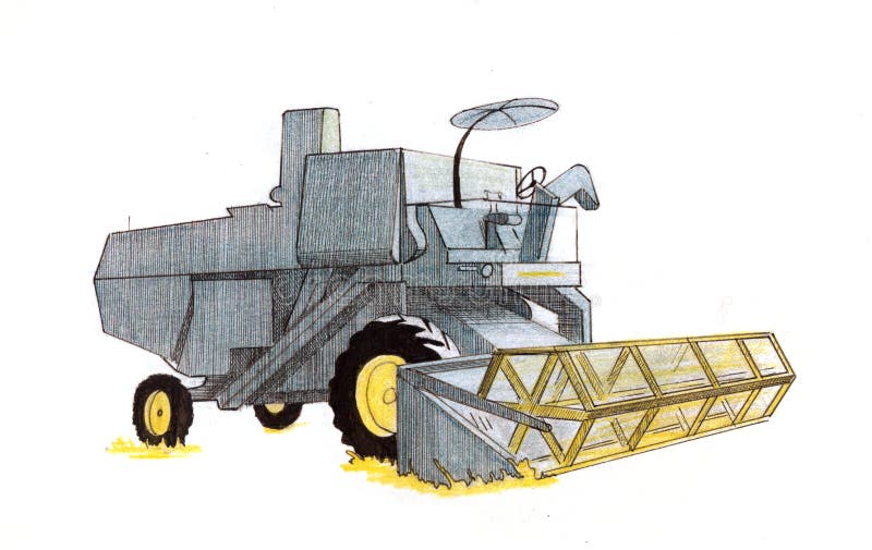 Harvester drawing stock illustration. Illustration of technique - 45671167