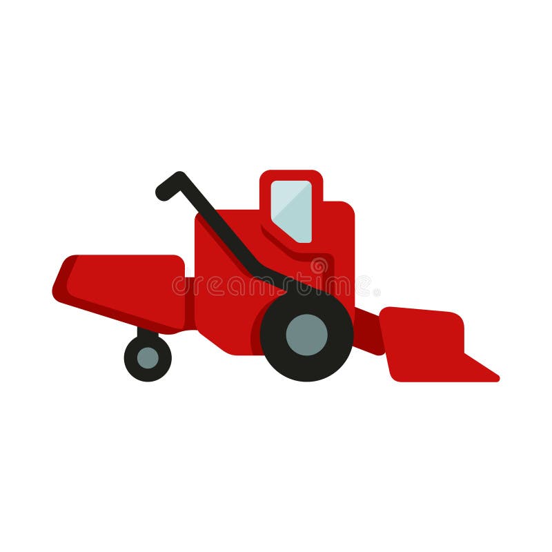 Harvester Machine Flat Style Vector Illustration. Agricultural Technic ...