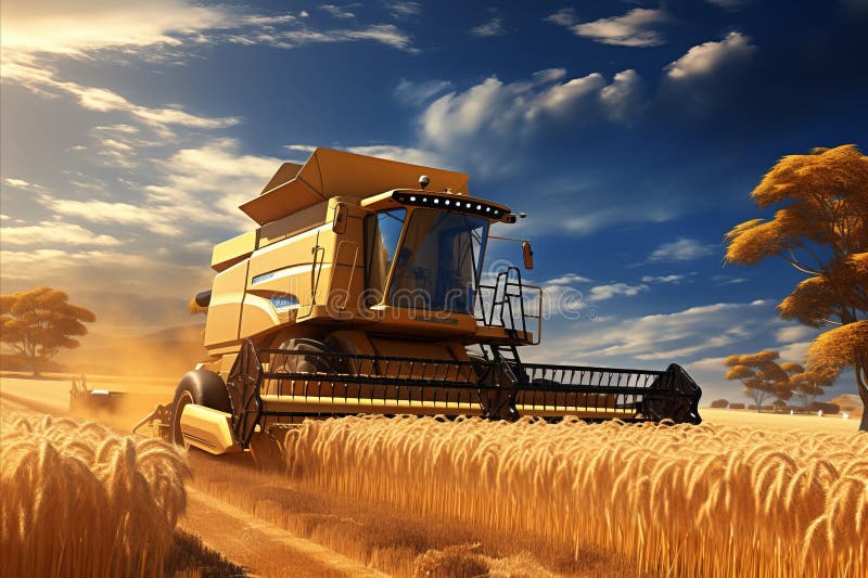 Harvesters in the Fields are Harvesting Stock Image - Image of ...