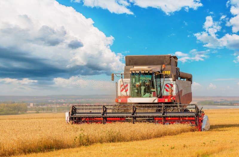 Combine in a field stock image. Image of corns, farm, engine - 7695945