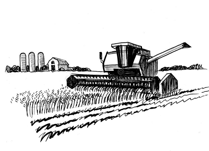 Combine Farming Drawing Stock Illustrations – 689 Combine Farming ...
