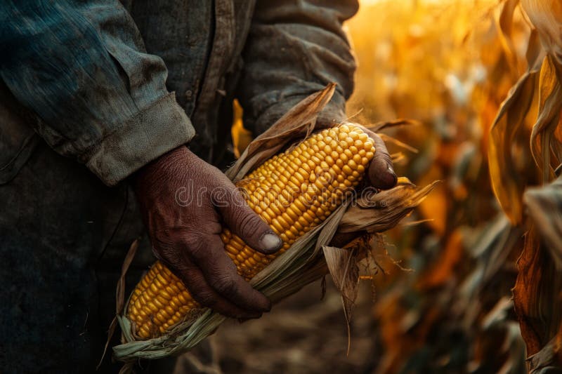 Harvesting Corn: Traditional Farmer S Work Stock Illustration ...