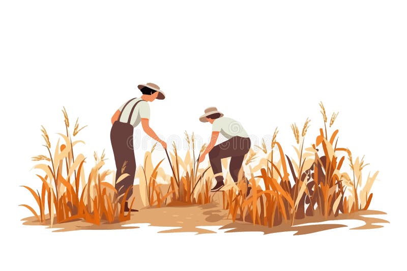 Harvesting Crops Clip Art Premium Vector | Autumn Grain Harvest