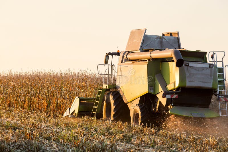 Harvesting. Harvest Machine on Field Closeup Stock Photo - Image of ...