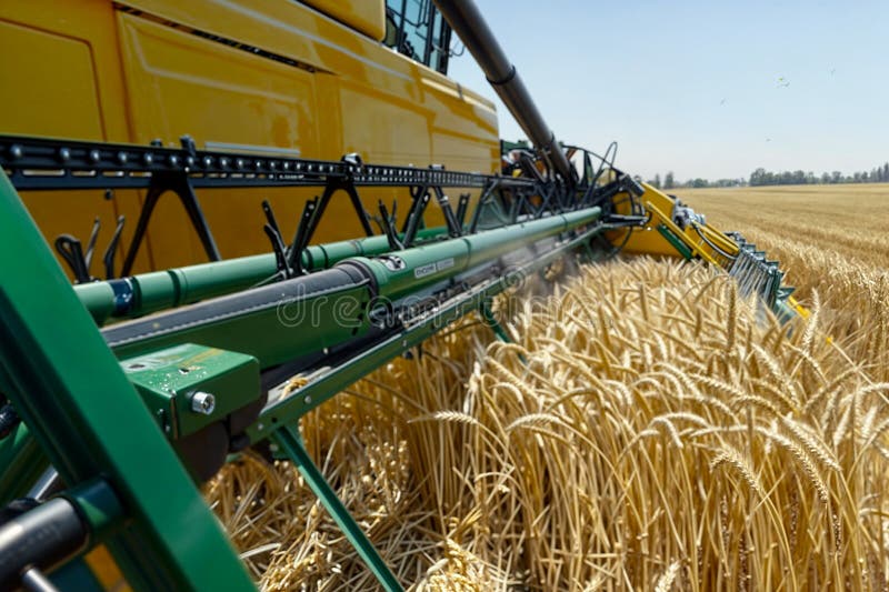 Harvesting Wheat on a Combine in Poly in the Fall, Farm, Work Stock ...