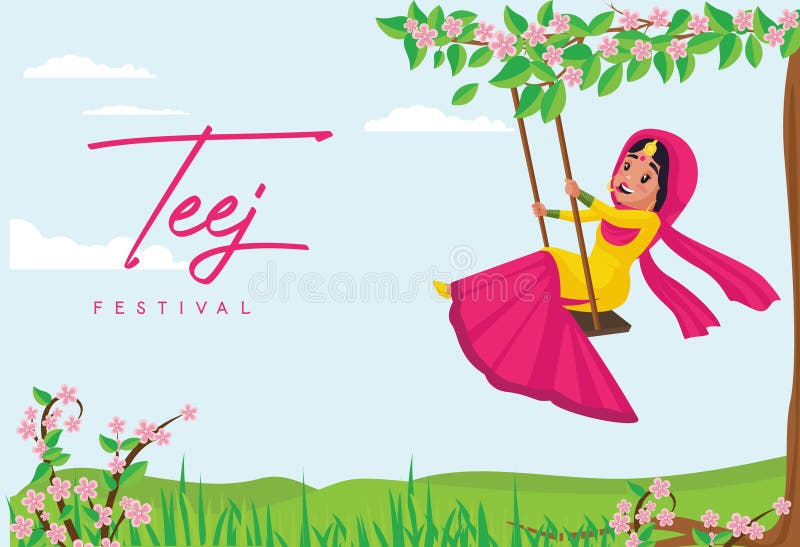 Indian Festival Teej Banner Design Stock Vector - Illustration of dress ...