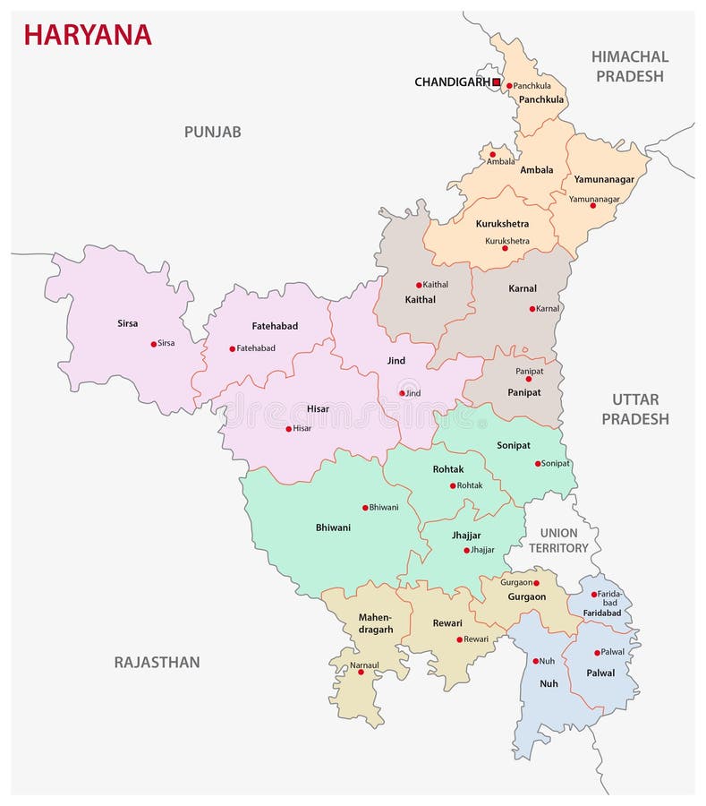 Haryana Administrative and Political Map, India Stock Vector ...