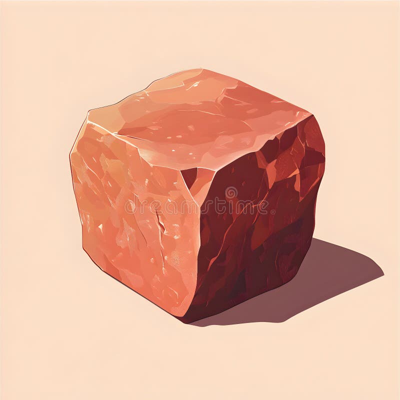 A Digitally Created Image of a Large, Reddish-orange Cube-shaped Rock ...