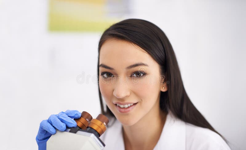 She Has a Scientific Mind. Portrait of a Female Scientist Using a ...