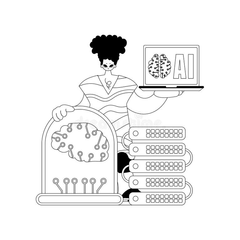 He Has a Vector Linear AI Model in His Grasp Stock Vector ...