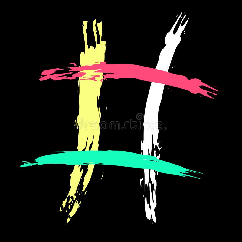 The Hash on a Black Background is Drawn by Hand with a Brush. Stock ...
