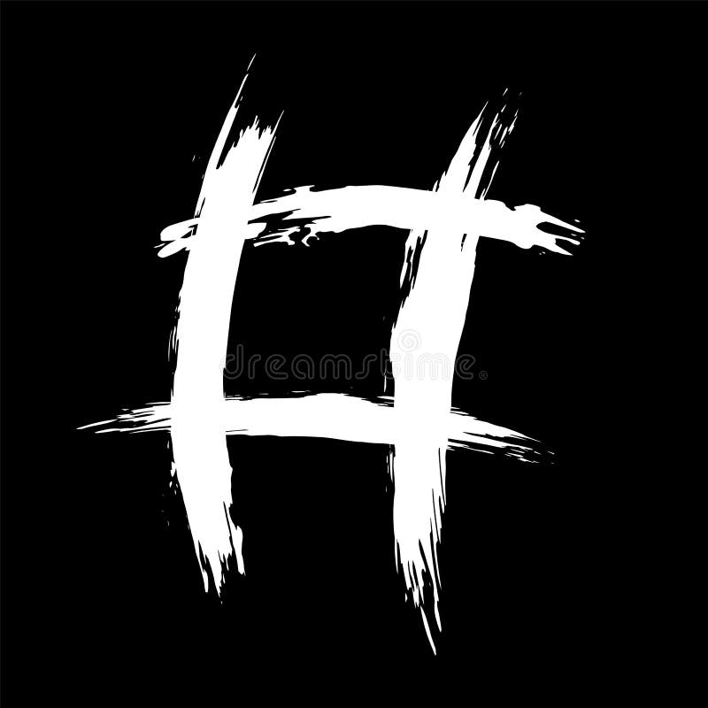 The Hash on a Black Background is Drawn by Hand with a Brush. Stock ...