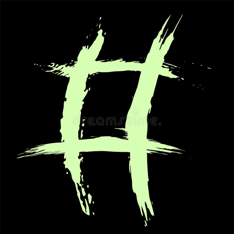 The Hash on a Black Background is Drawn by Hand with a Brush. Stock ...