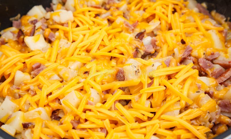 Hash of Ham Potatoes and Cheese Stock Photo - Image of hash, potatoes ...