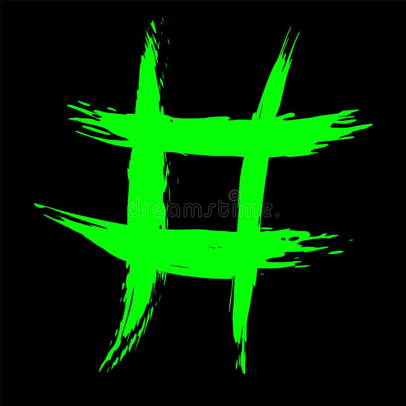 The Hash on a Black Background is Drawn by Hand with a Brush. Stock ...