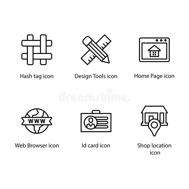 Hash Tag, Design Tools, Home Page, Web Browser, Id Card, Shop Location ...