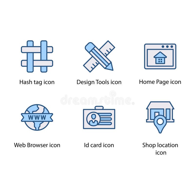 Hash Tag, Design Tools, Home Page, Web Browser, Id Card, Shop Location ...