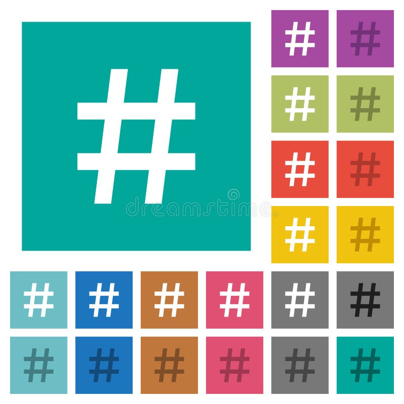 Hash Tag Square Flat Multi Colored Icons Stock Vector - Illustration of ...