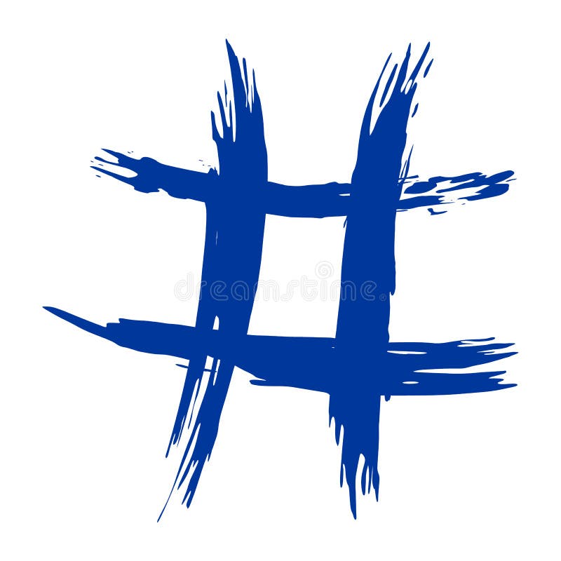 The Hash on a White Background is Drawn by Hand with a Brush. Stock ...