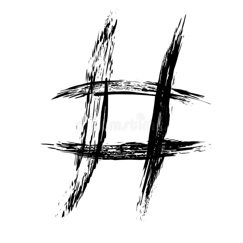 The Hash on a White Background is Drawn by Hand with a Brush. Stock ...