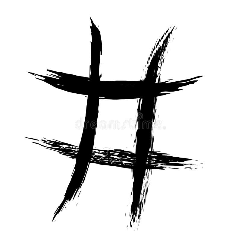 The Hash on a White Background is Drawn by Hand with a Brush. Stock ...