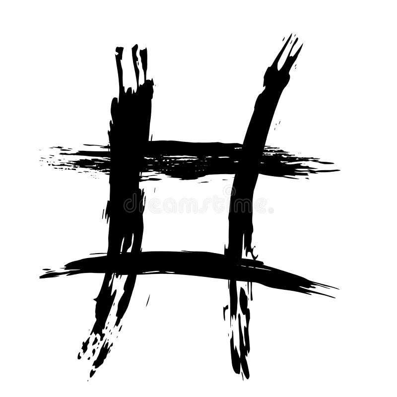 The Hash on a White Background is Drawn by Hand with a Brush. Stock ...
