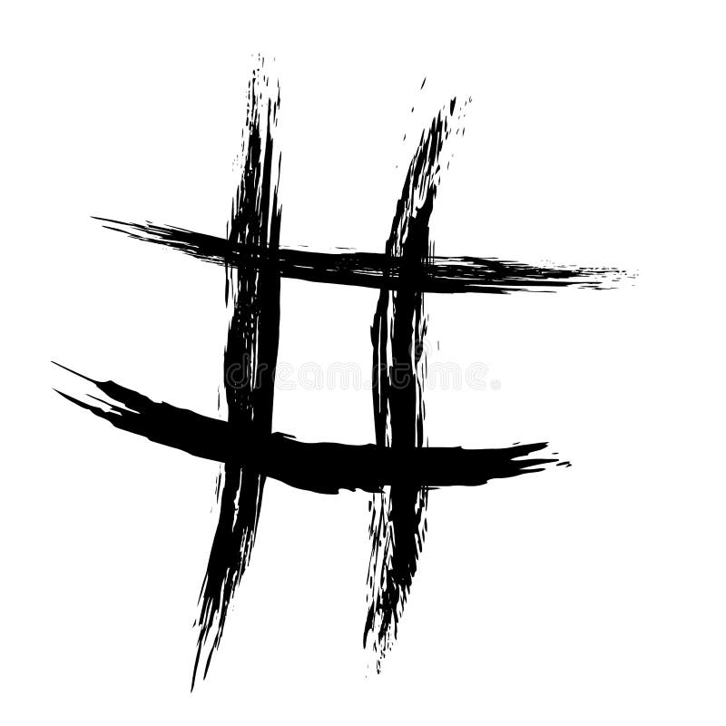 The Hash on a White Background is Drawn by Hand with a Brush. Stock ...