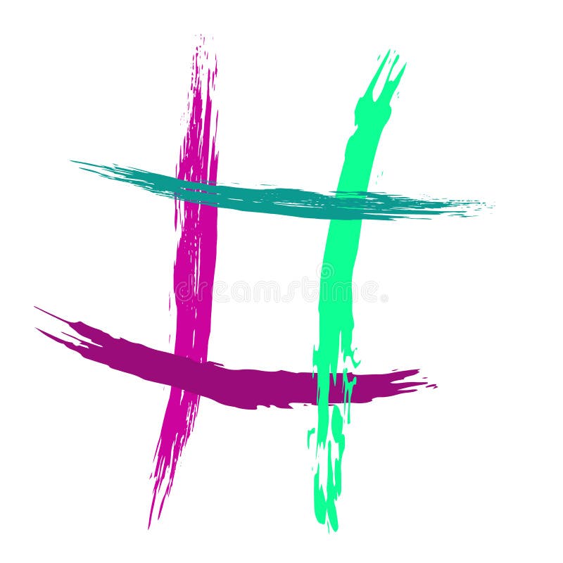 The Hash on a White Background is Drawn by Hand with a Brush. Stock ...