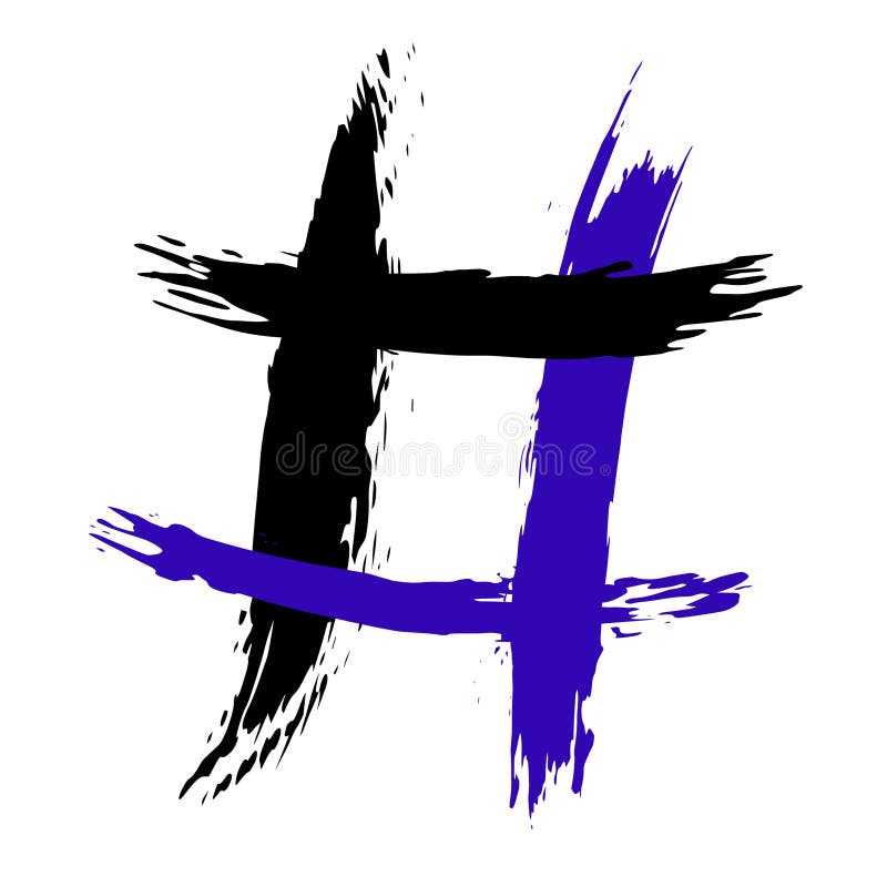 The Hash on a White Background is Drawn by Hand with a Brush. Stock ...