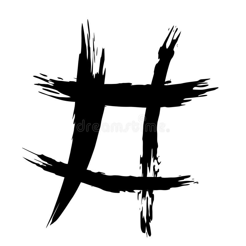 The Hash on a White Background is Drawn by Hand with a Brush. Stock ...