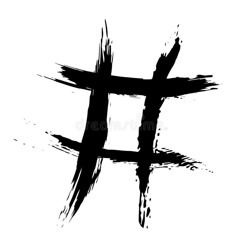 The Hash on a White Background is Drawn by Hand with a Brush. Stock ...