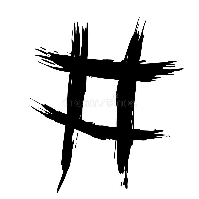 The Hash on a White Background is Drawn by Hand with a Brush. Stock ...
