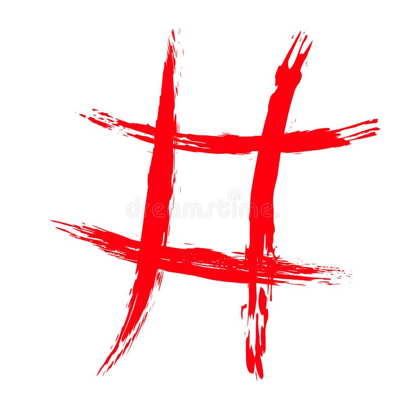 The Hash on a White Background is Drawn by Hand with a Brush. Stock ...