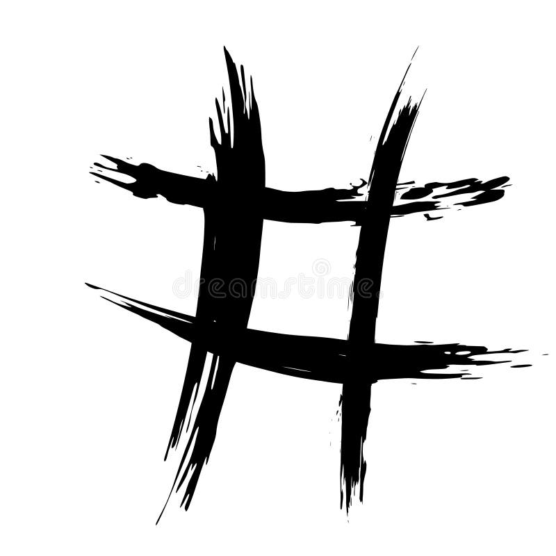 The Hash on a White Background is Drawn by Hand with a Brush. Stock ...